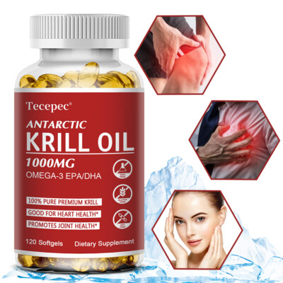 Krill Oil 1000mg 30/60/120Softgel Capsules Antarctic Red Krill Omega ...