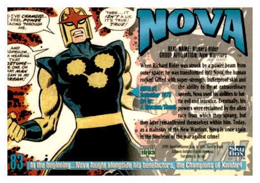 1993 Marvel Masterpieces Nova #83 | eBay