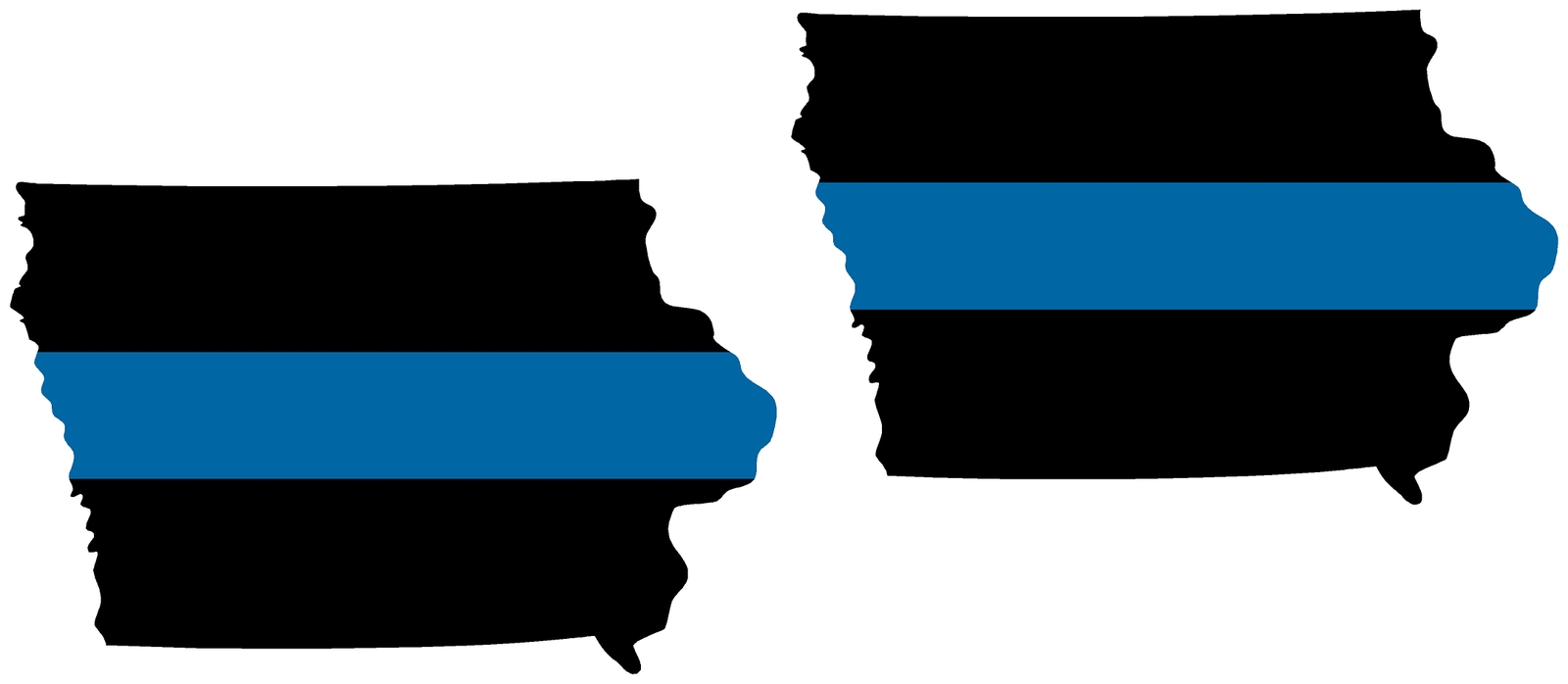 2 - 3" Iowa IA State Thin Blue Line Decal SET Police Sheriff SWAT ...