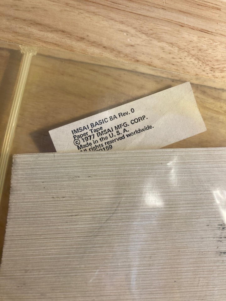 IMSAI Basic 8K Dynamic Cassette 9A & Paper Tape 8A Plus Manual 8080 ...