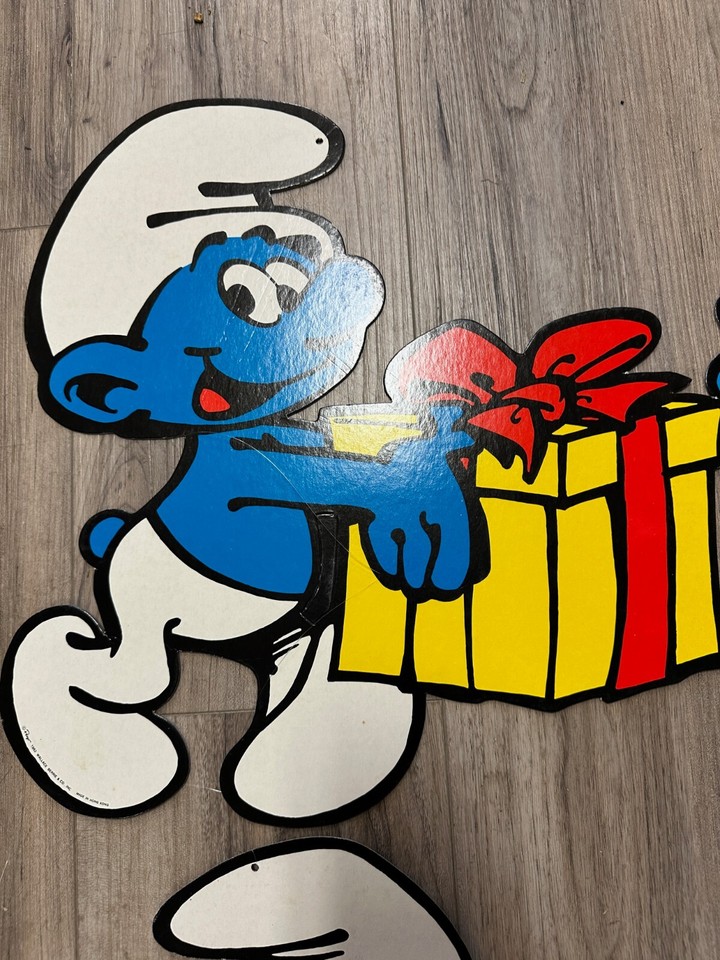 Vintage 1983 Smurfs Jokey Smurf Original Cardboard Hanging Display Sign ...