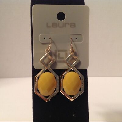 Laura Gold Tone Yellow Earrings | eBay