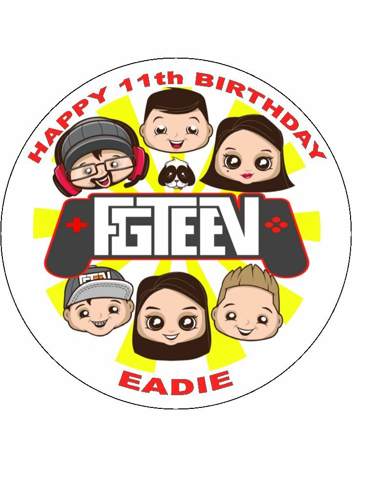 FGTEEV Character 19cmRound PERSONALISED Edible ICING Sheet Cake Topper ...
