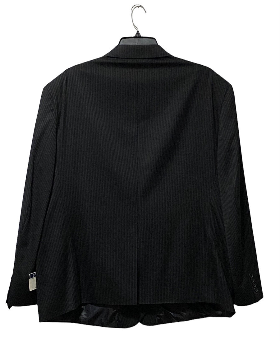 Stafford Men's Big & Tall Portly Fit Blazer Black Pinstripe Suit Jacket ...