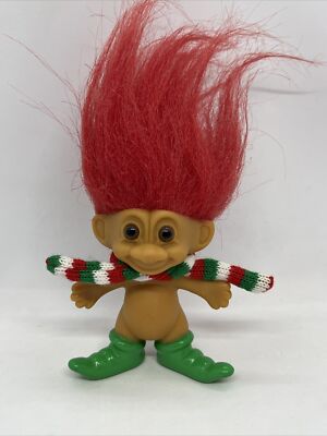Vintage Russ Merry Little Trolls 3" Christmas ELF Troll Santa's Elf Red ...