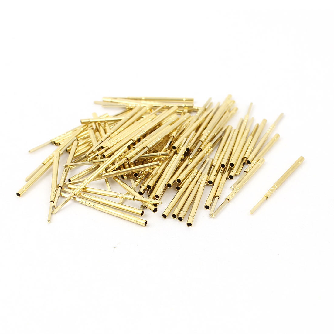 100 Pcs R75-2W 1.32mm Dia Test Probe Receptacles 26.5mm Long Gold Tone ...