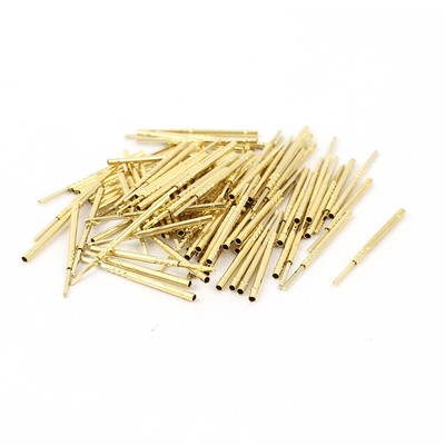 100 Pcs R75-2W 1.32mm Dia Test Probe Receptacles 26.5mm Long Gold Tone ...