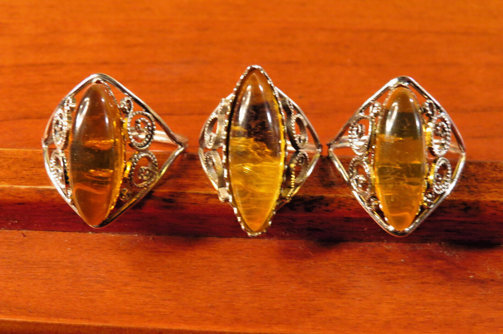 3 Heirloom Large Genuine Natural Amber Oval Matching … - Gem