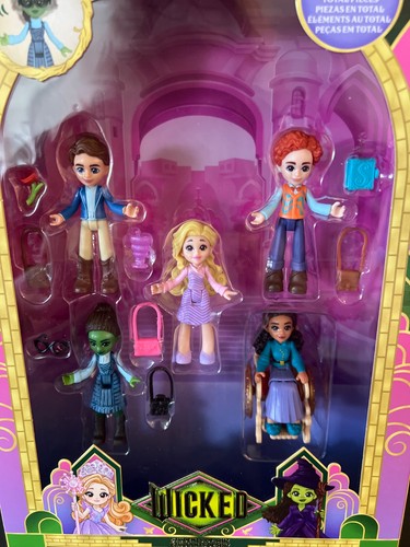 Wicked Movie Students of Shiz SET 5 Small Doll Elphaba Glinda Fyero+ ...