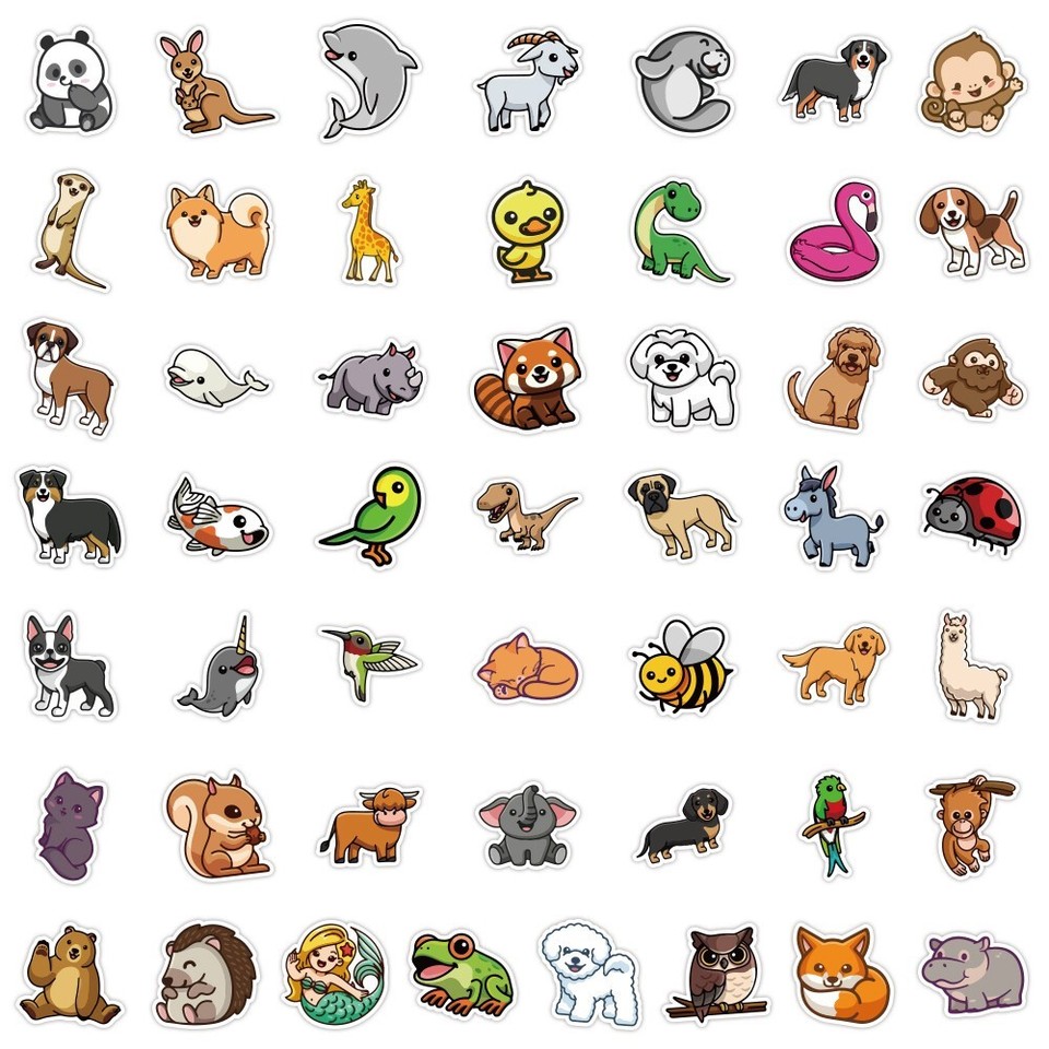 100pcs Cute Animal Stickers Pack For Children Kids Decal Vinyl Laptop ...