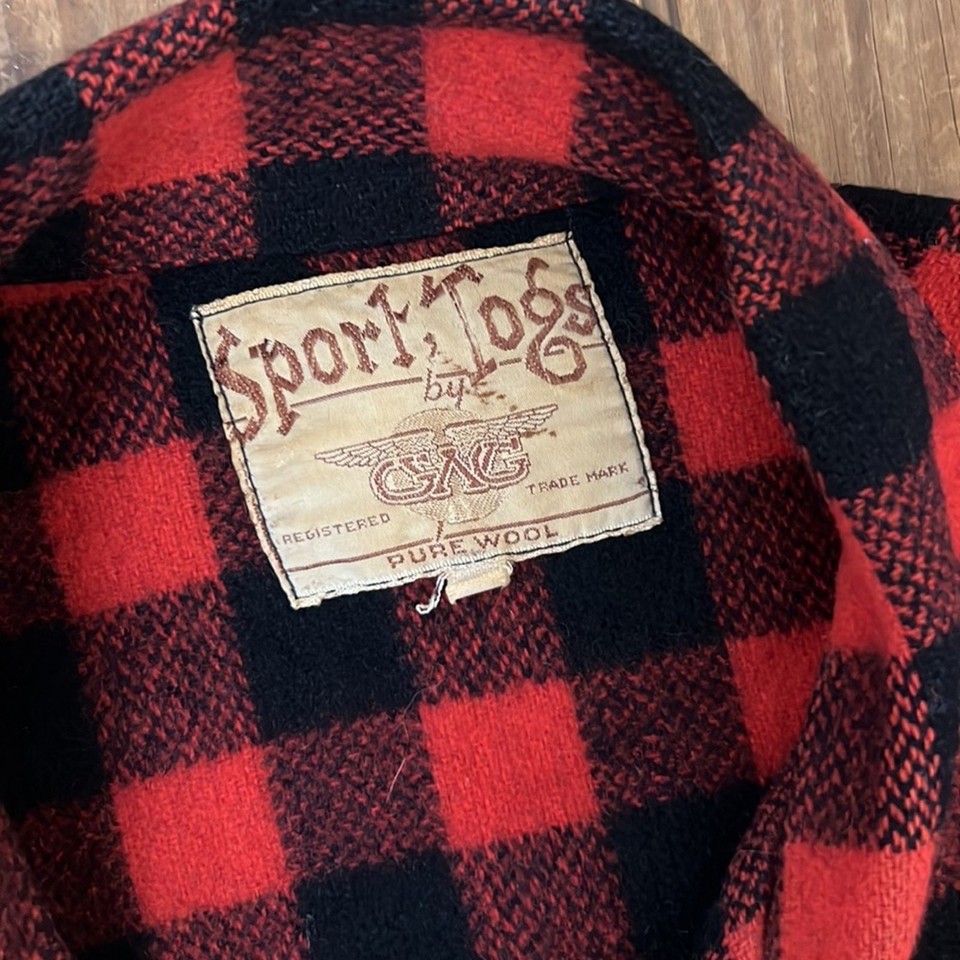 Vintage 1940s 50’s Sports Togs buffalo plaid men’s shacket coat shirt ...