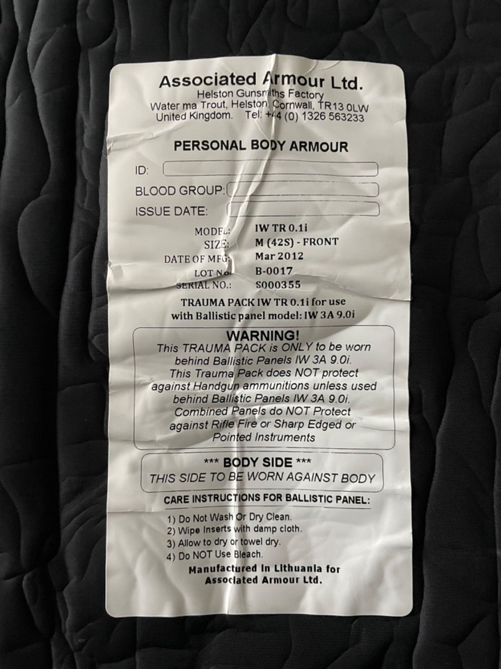 Body Armour / Plate Carrier with ballistic inners / No Plates | eBay UK