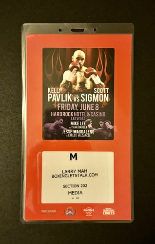 Boxing Media Credential Kelly Pavlik vs Scott Sigmon (2012) | eBay