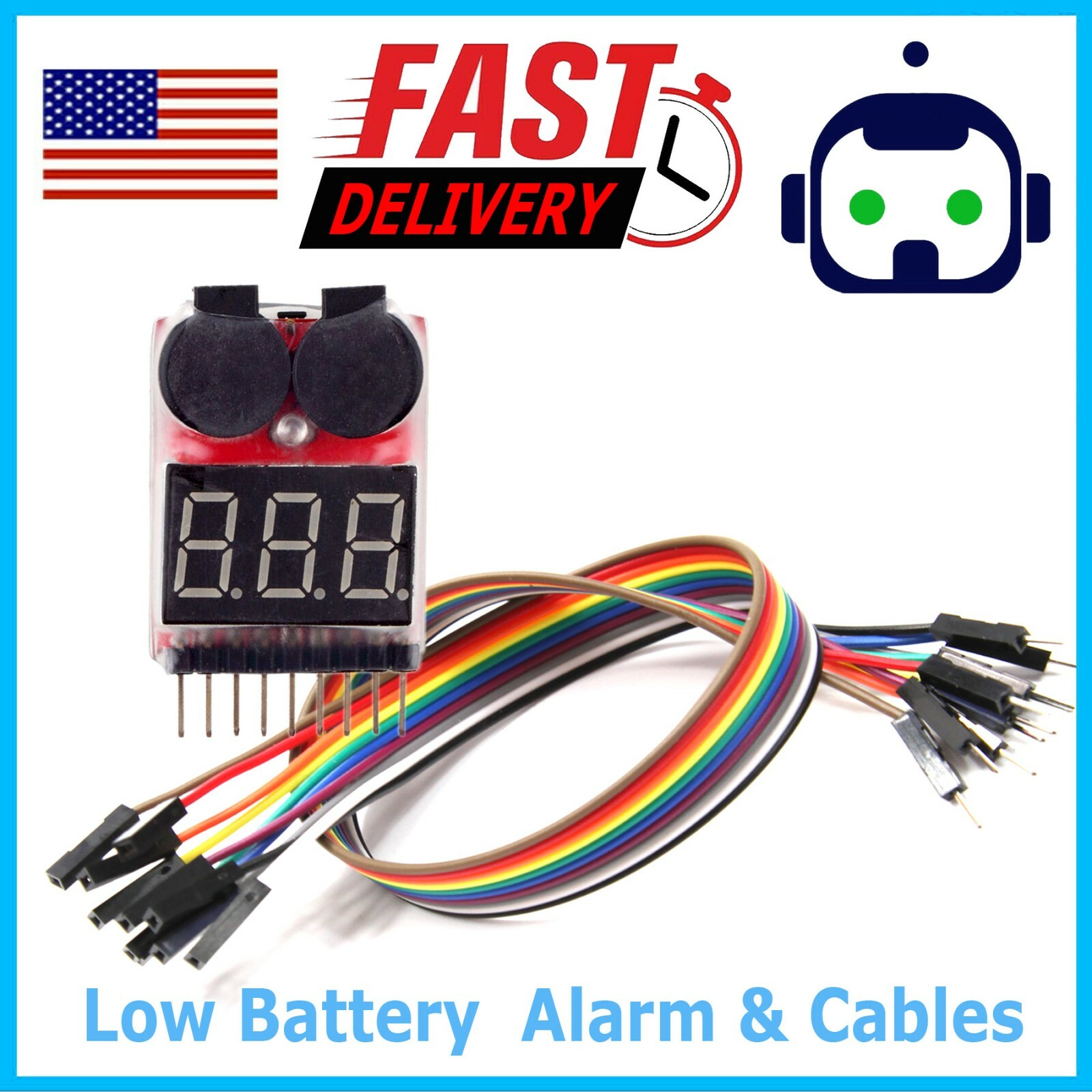 RC Lipo Battery Low Voltage Alarm 1S-8S Buzzer Indicator Checker Tester ...