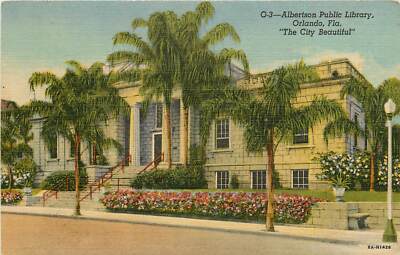 Florida, FL, Orlando, Albertson Public Library Linen Postcard | eBay