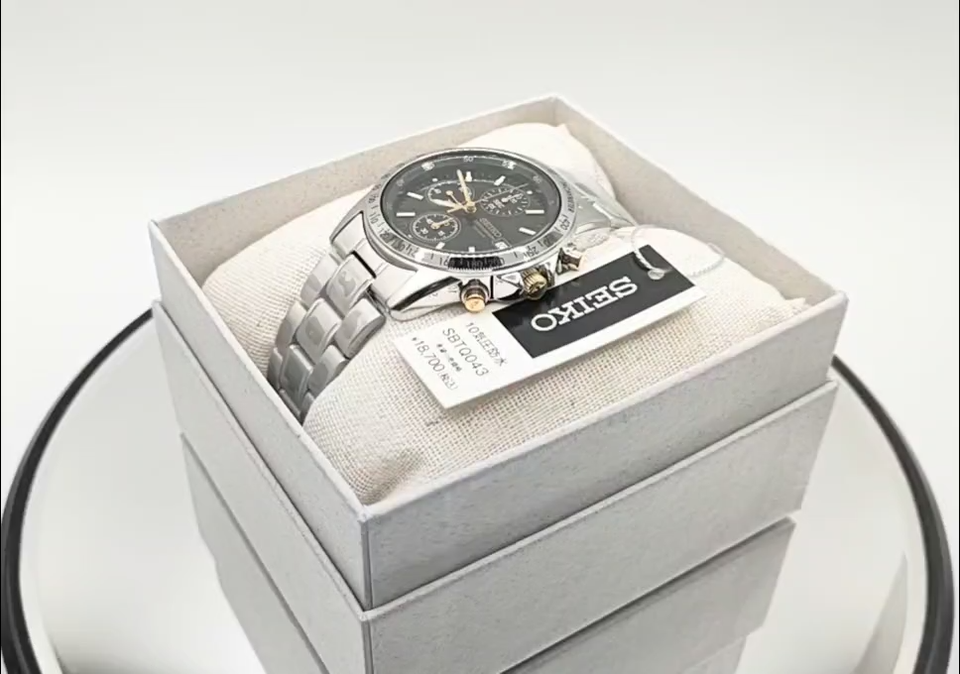 SEIKO Selection SBTQ043 Chronograph Quartz Men's Watch Silver Black ...