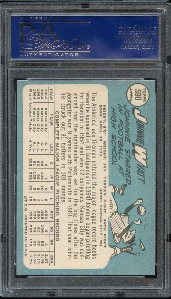 1965 TOPPS #590 JOHN WYATT PSA 9 ATHLETICS *B65248 | eBay
