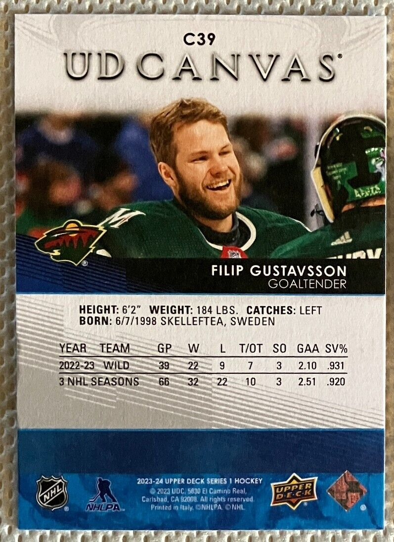 Filip Gustavsson #C39 2022-23 Upper Deck UD Canvas - Minnesota Wild | eBay