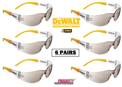 6- DeWalt Indoor Outdoor Mirror Lens Protective Work Safety Glasses UV ...