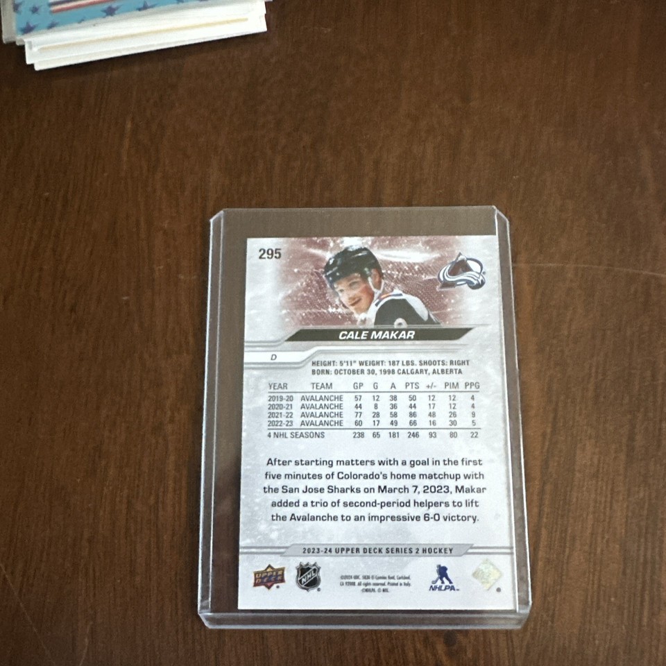 Upper Deck 2023-24 Series 2 Cale Makar Red Outburst #25/25 with base ...