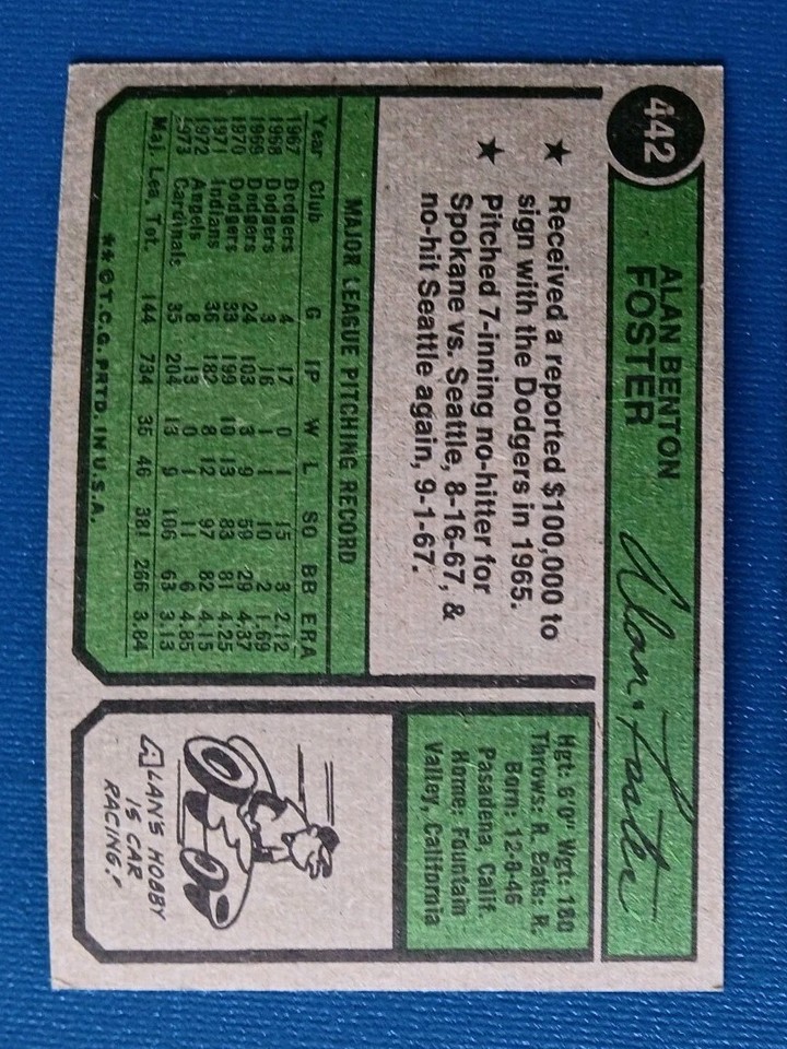 1974 Topps Baseball #442 Alan Foster - St. Louis Cardinals - NM | eBay