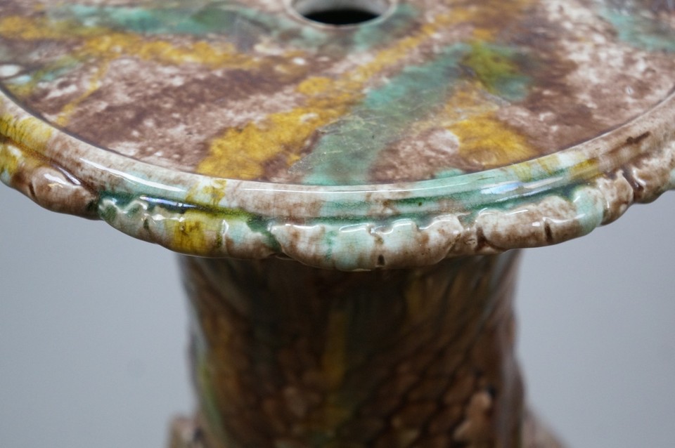 Antique Wannopee Pottery Majolica Delphin Dolphin Pedestal Jardiniere ...