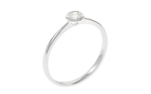Solitaire Anneau 750 or Blanc avec Diamant Taille de la Bague 55 Valeur ...