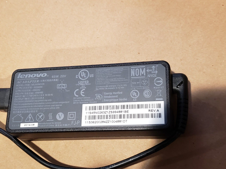 GENUINE LENOVO 65W AC Adapter Power Charger ThinkPad T450 T460 T470 ...
