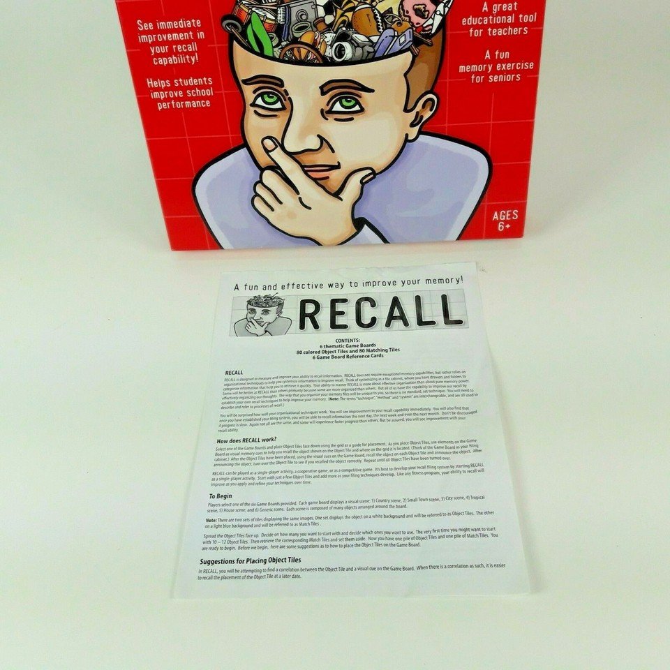 Recall Board Game Memory Improvement Tile Educational Classroom Seniors ...