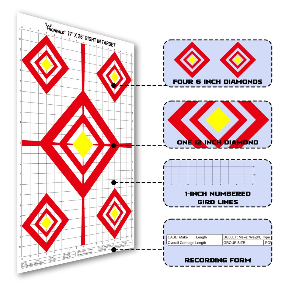 17X25 Sight in Shooting Range Paper Target- for Handgun,Rifle,Airgun,BB ...