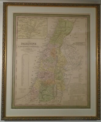 1850 MAP First Ed HOLY LAND PALESTINE & Adjacent Countries + Inset Map ...