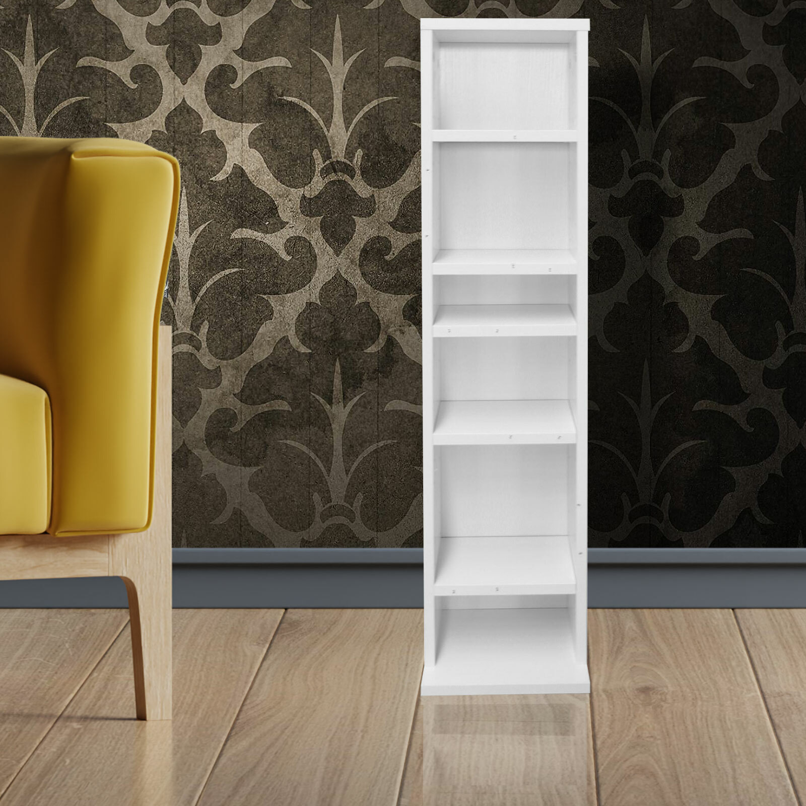 White Media Storage Shelf Rack Unit Video Wood Bookcase Display ...