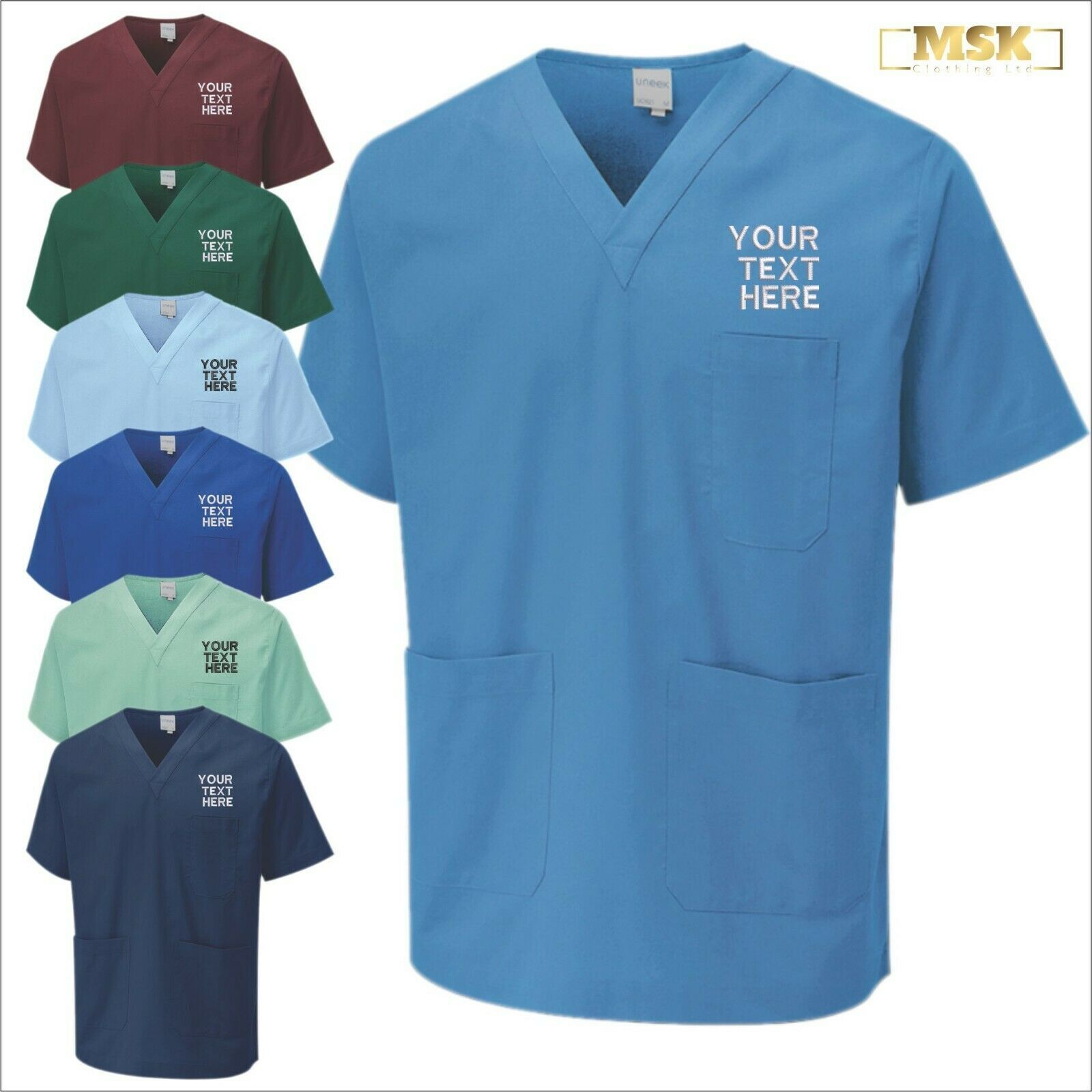 Personalised Embroidered Uneek Scrub Tunic Top Medical Nurse Care ...