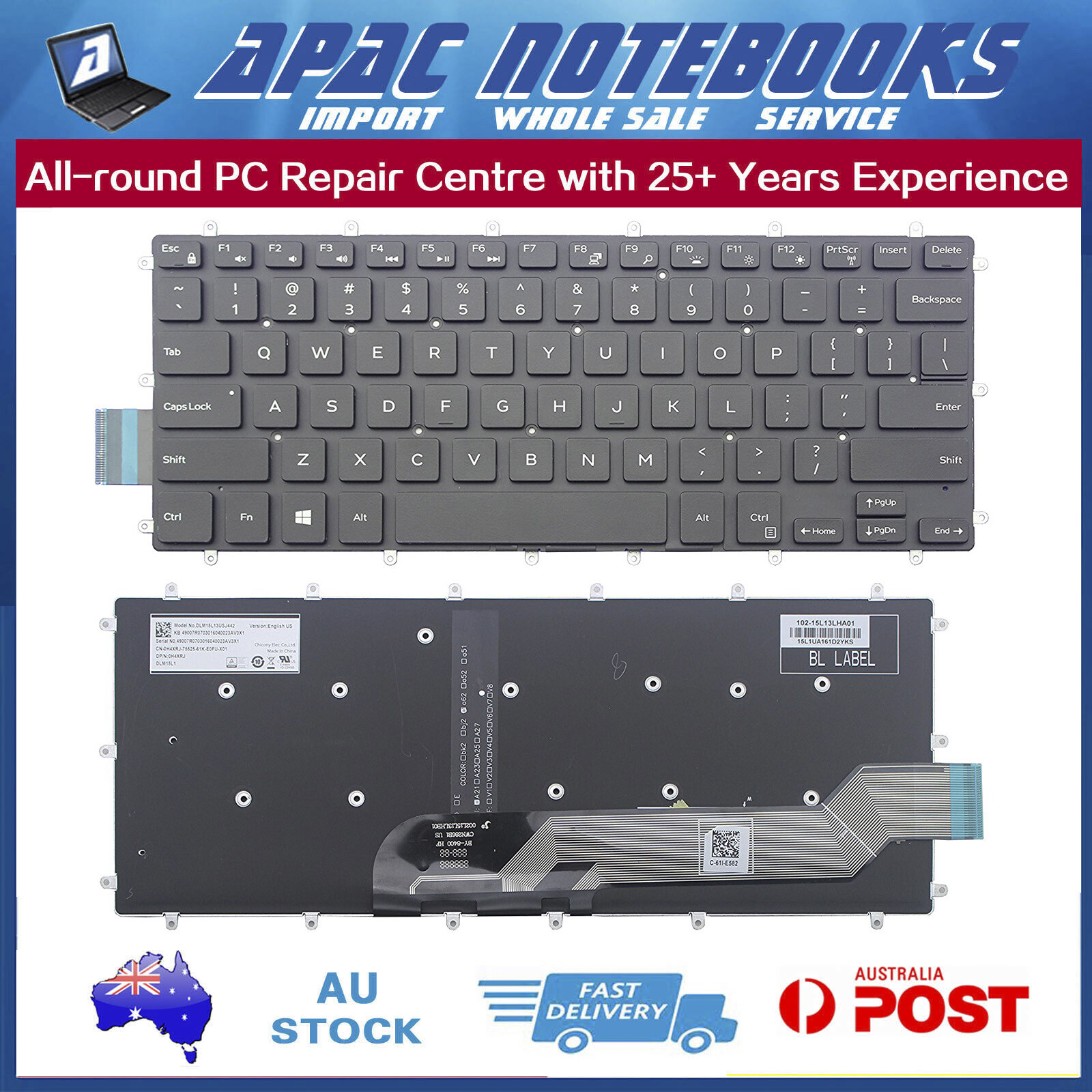 Genuine Keyboard for Dell Inspiron P69G P69G001 P83G P83G001 P58F P70F ...