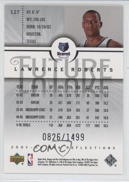 2005-06 Upper Deck NBA Reflections Future 826/1499 Lawrence Roberts ...