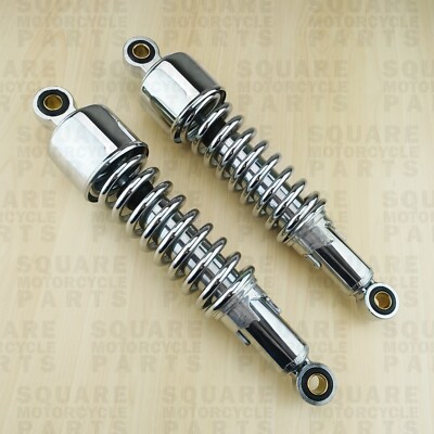 Universal Chrome Rear Shock Absorbers 300mm Shocks Pin/Pin 12mm Heavy ...