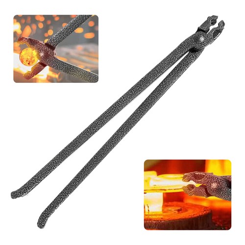 Black Blacksmith V-Jaw Tongs for 1/2" Round Square Stock Anvil Vise ...