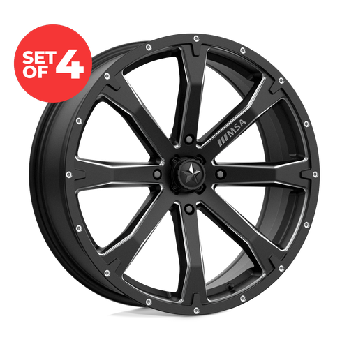 (Set of 4) MSA Offroad Wheels M42 BOUNTY Wheels 20x7 4x156 +10 mm Black ...