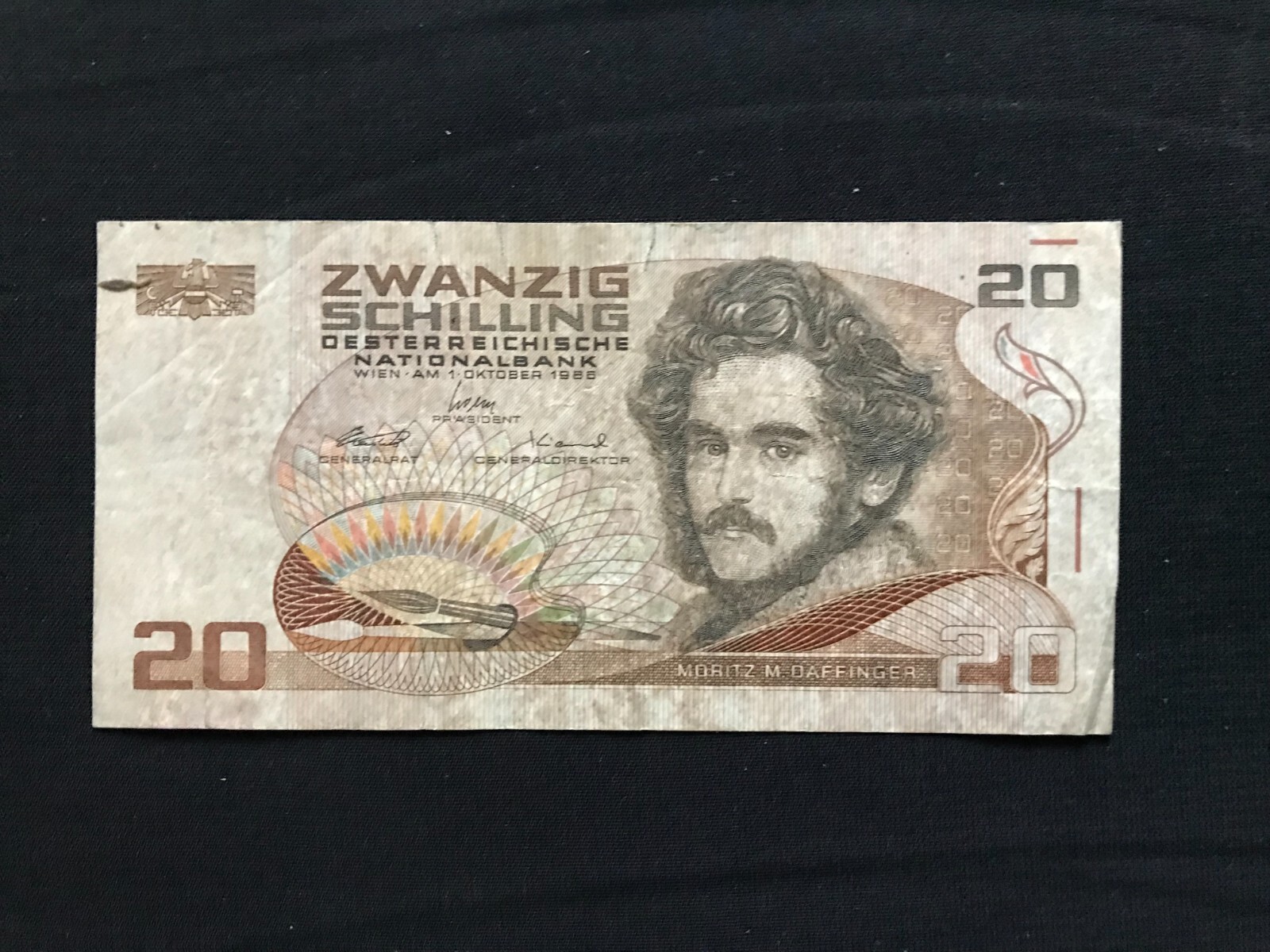 Austria 20 Schilling Banknote 1986 old Circulated Paper Money Bank Bill ...