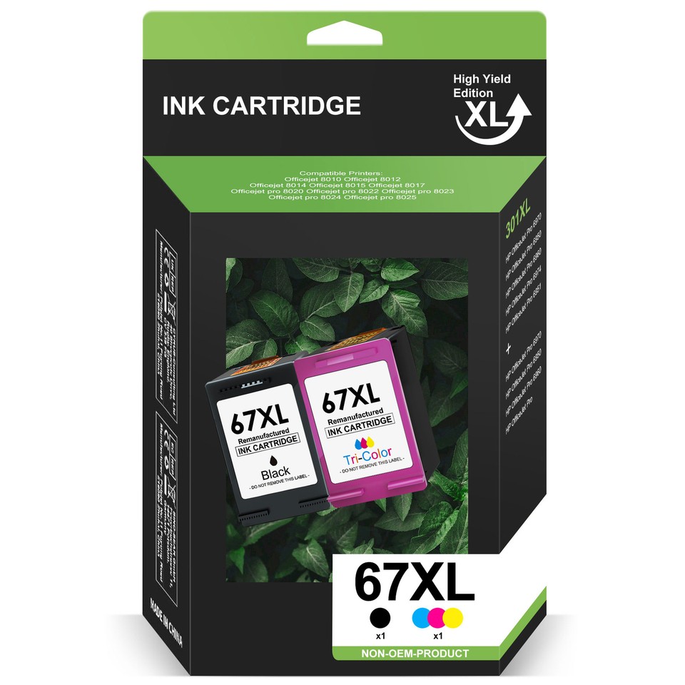 67XL Ink Cartridge for HP 67 Ink XL Deskjet 2720e 2755e 4155 4158 4152 ...