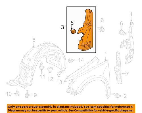 HONDA OEM 11-17 Odyssey Fender Fender Components-Plate 71114TK8A00 | eBay