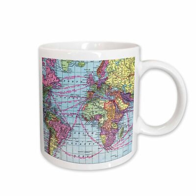 3dRose Colorful Vintage World Map - distance calculations between ...