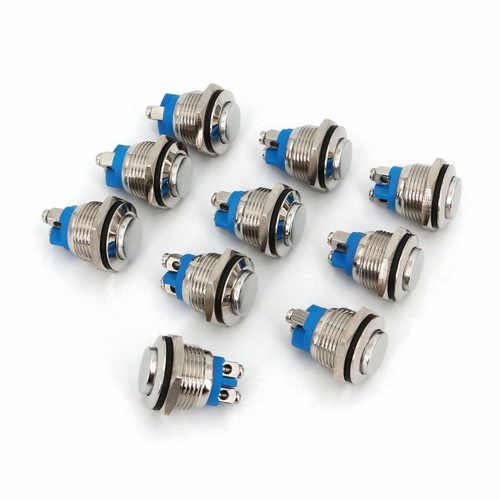 10PCS 16MM High Round Metal Momentary Push Button Switch 1NO Screw ...