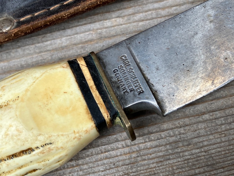VTG CARL SCHLIEPER SOLINGEN GERMANY STAG FIXED BLADE HUNTING BOWIE ...