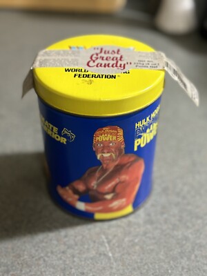 Vintage 1991 WWF CANDY TIN HULK HOGAN ULTIMATE WARRIOR With Original ...