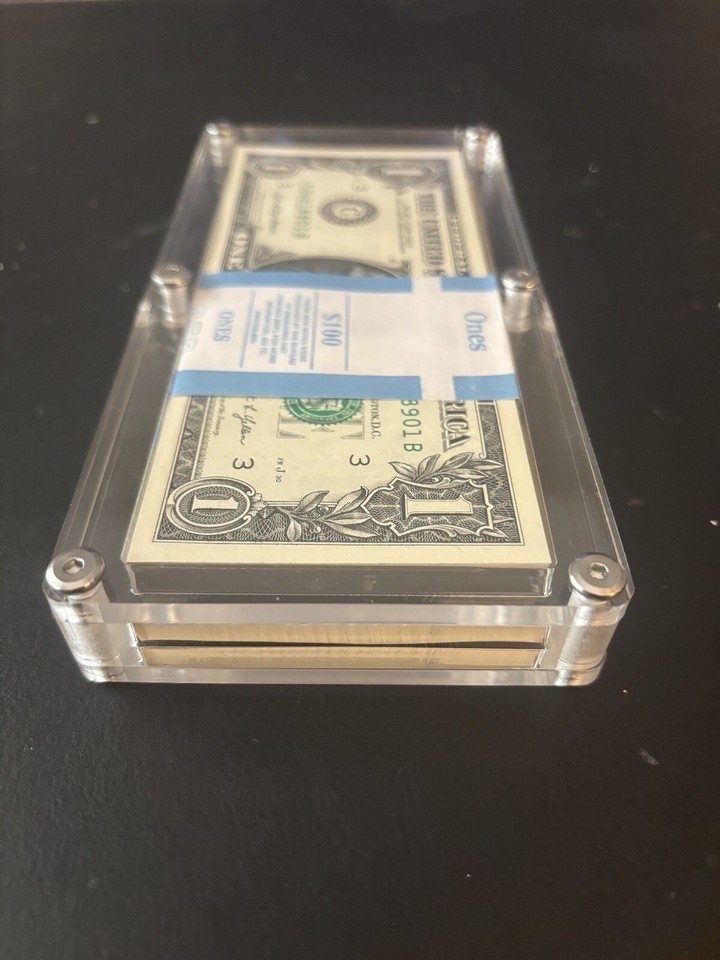 100 ($1) ONE DOLLAR BILLS UNCIRCULATED SEQUENTIAL-WITH ACRYLIC BEP DISPLAY CASE! | eBay