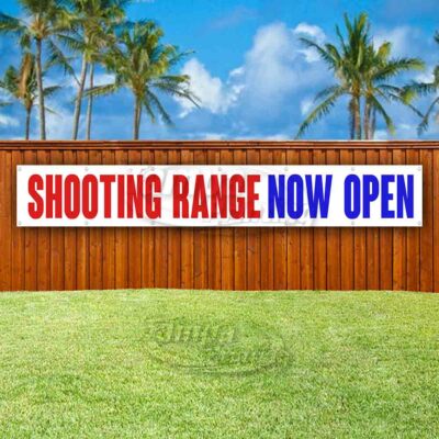 SHOOTING RANGE NOW OPEN Advertising Vinyl Banner Flag Sign LARGE HUGE ...