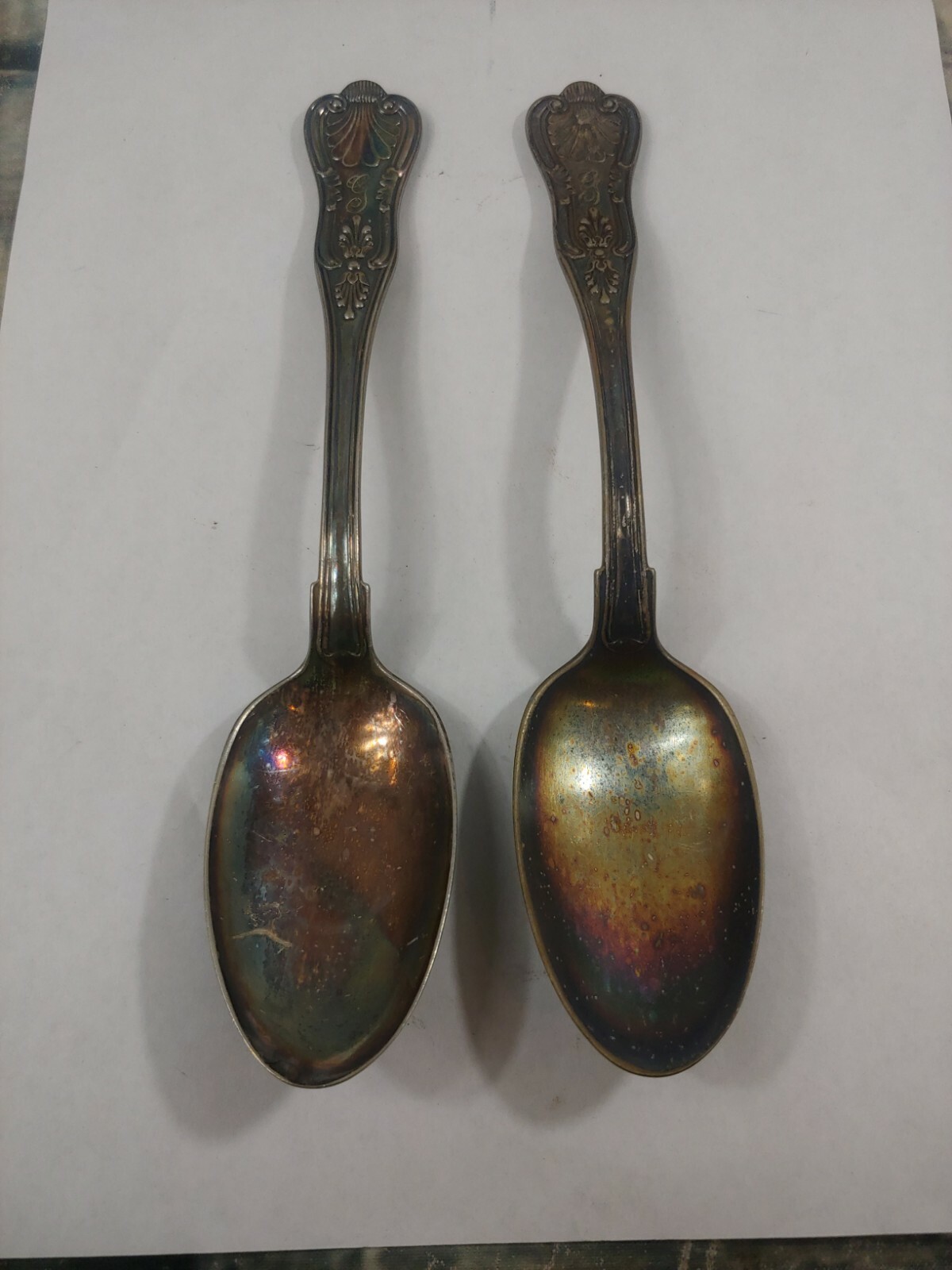 Set of 2 1835 R. Wallace 12 Silver Plated Shell Serving Spoons 8 1/2 ...