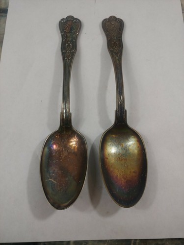 Set of 2 1835 R. Wallace 12 Silver Plated Shell Serving Spoons 8 1/2 ...