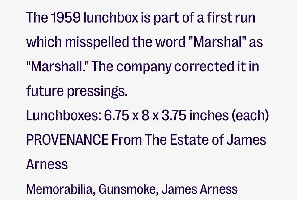 Rare 1959 Gunsmoke LL Error Lunchbox..owned by James Jim Arness Signed Both WOW | eBay